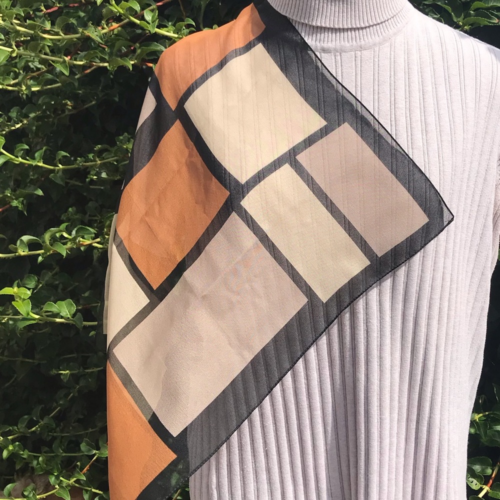 Vintage Italian Geometric Color Block Square Scarf - Gem